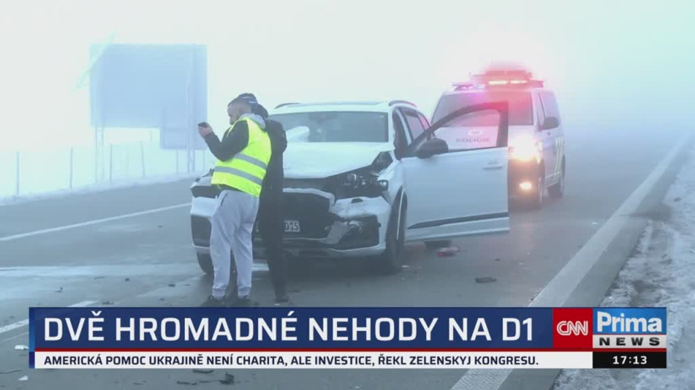 Dvě hromadné nehody na D1 - ZPRÁVY Z REGIONŮ - CNN Prima NEWS
